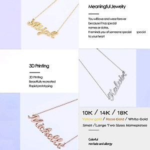 MRENITE 10k 14k 18k Solid Yellow Gold Personalized Name Necklace – Small Dainty Nameplate Jewelry - Custom Any Name Gift for Her Women Daughter Men