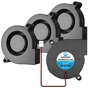 WINSINN 50mm 5015 Blower Fan 12V, 3D Printer 24 Volt Fans Blower Turbine Turbo Dual Ball Bearing, Brushless Cooling 50mmx15mm 2PIN (Pack of 4Pcs)