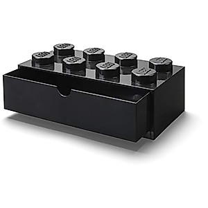 Room Copenhagen, Lego Desk Drawer - Stackable Tabletop Storage - 12.4” x 6.2” x 4.5” - Brick 8, Black (40211733-Parent)