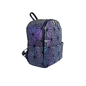 Orita Geometric Backpack Luminous Holographic Backpacks Lattice Design Travel Shoulder Bag Flower Geometric