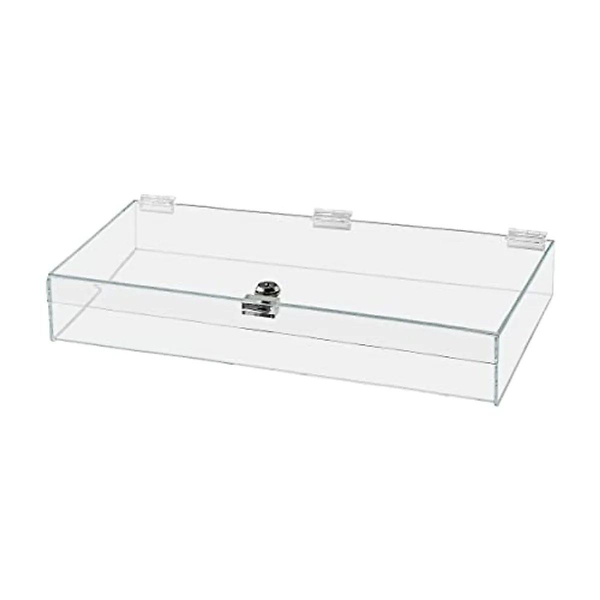 Acrylic Locking Display Case with Keys 19" x 13" x 3" Clear Rectangular Countertop Tray with Lid for Artifacts Antiques Collectibles Jewelry Currency and Coins by Marketing Holders