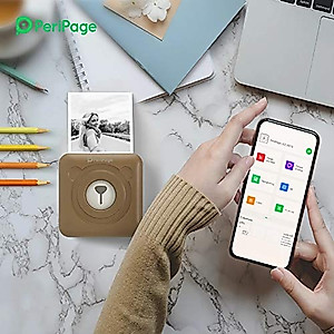 JEPODOR PeriPage Mini Portable Paper Photo Pocket Thermal Printer 58 mm Printing Wireless Bluetooth Android iOS Printers (Brown)