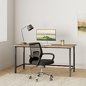 Black Office Desk Chairs with Lumbar Support, armrests Black Mesh Ergonomic Computer Chair can Lift and 360°Swivel, Made of Silver Aluminum Legs