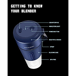 SHUKUBOKU Portable Blender, 10oz, USB Rechargeable, Green, Easy Operation, Magnetic Lid