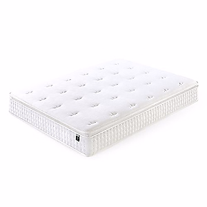 ZINUS 12 Inch Euro Top Pocket Spring Hybrid Mattress, Full, Pressure Relief, Pocket Innersprings for Motion Isolation, Mattress in A Box