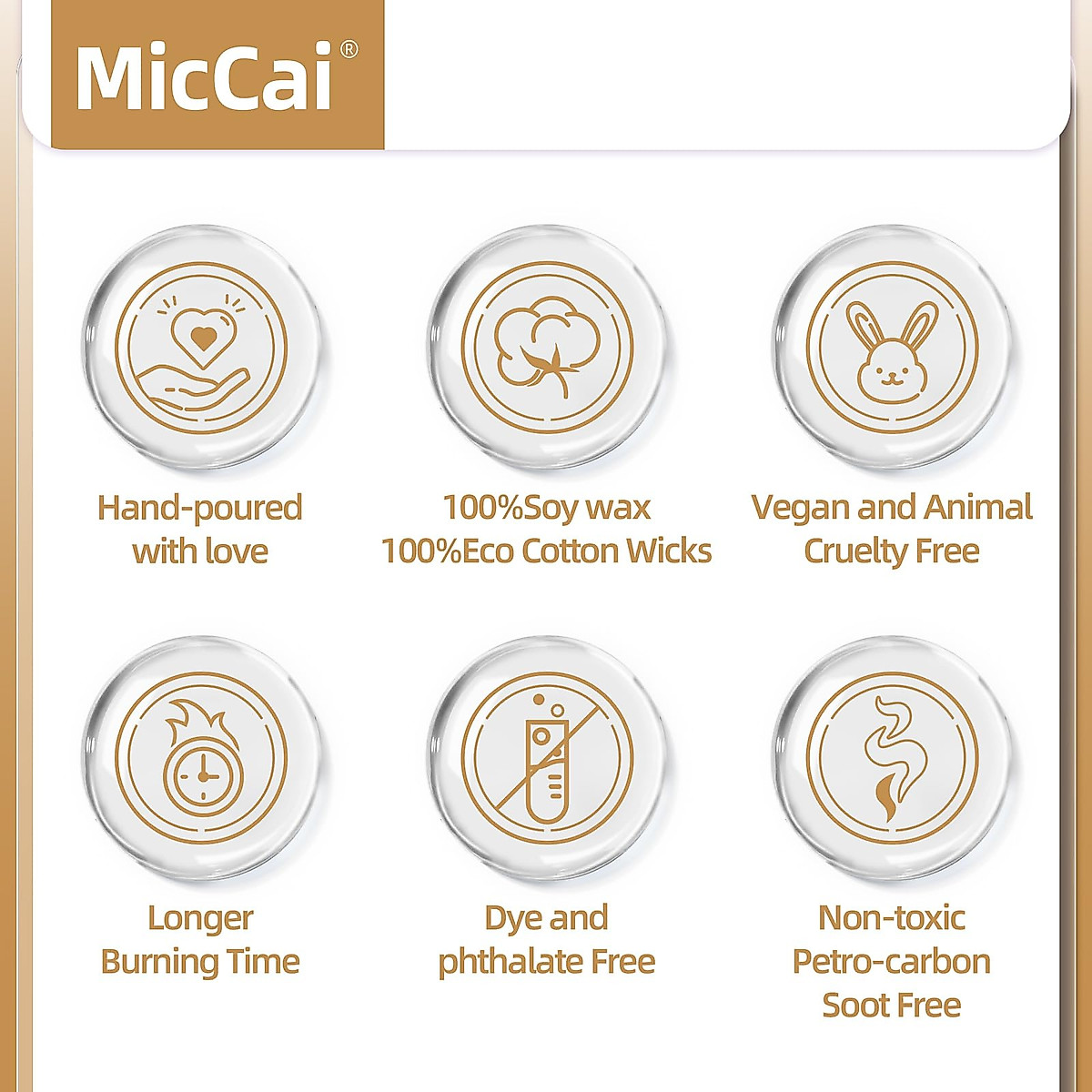 MicCai Vanilla Odor Eliminating Candles for Home Scented, Eliminates 99% of Pet, Smoke, Food and Other Smells Quickly, Highly Fragranced Candle,Premium Soy Candles Set for Women