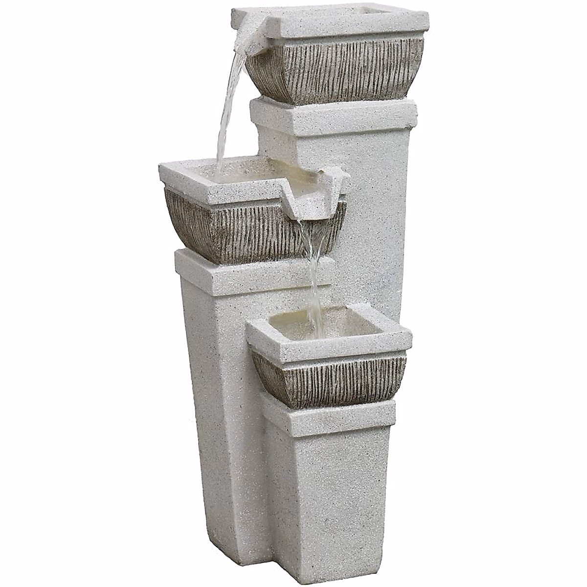 29.5-in. 3-Tier Tri-Column Indoor or Outdoor Garden Fountain with LED Lights for Patio, Deck, Porch