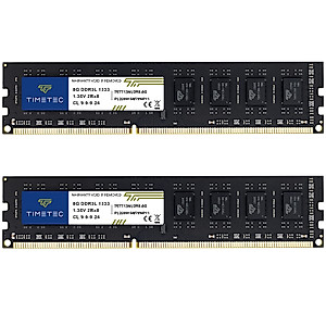 Timetec 16GB KIT(2x8GB) DDR3 / DDR3L 1333MHz PC3-10600 Non-ECC Unbuffered 1.5V / 1.35V CL9 2Rx8 Dual Rank 240 Pin UDIMM PC Desktop Computer Memory RAM Module Upgrade (16GB KIT(2x8GB))