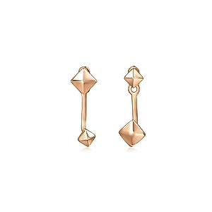 CHOW SANG SANG Delicate Gold 18K Rosk Gold Square Rivet Front Back Earrings for Women 92812E