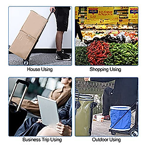 Double Rhombus Folding Hand Truck Lightweight Portable Cart, 110 lbs/50kg Capacity Heavy Duty Utility Cart with Telescoping Handle, 2 Rubber Wheels, Bungee Cord for Luggage, Shopping, Moving Daily Use