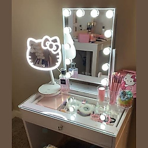 Impressions Vanity Hollywood Tri-Tone XL Makeup Mirror with 12 LED Bulbs, Dressing Mirror with 360 Degree Swivel (White)