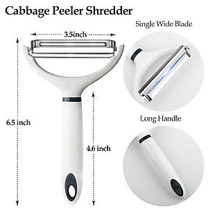 2PCS Cabbage Shredder Slicer Peeler for Coleslaw, Cabbage Cutter Grater Shredder for Sauerkraut, Large Y Peeler Wide Blade Vegetable Peeler, White with Green