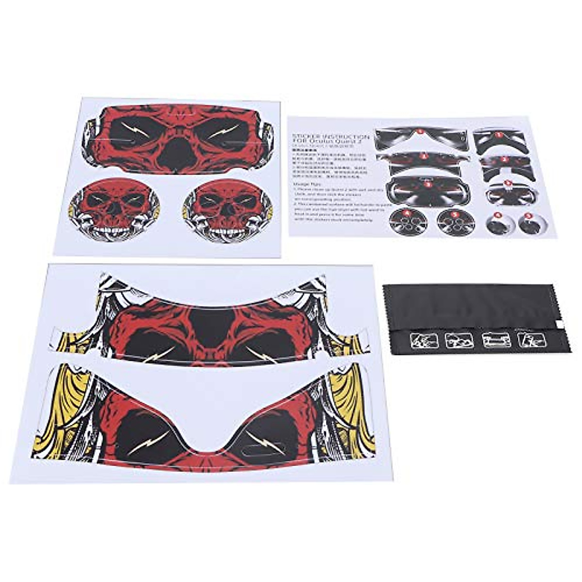VR Glasses Stickers, PVC VR Glasses Controller Headset Protective Stickers, Skin Cover Set, Protect Equipment, for Oculus Quest 2(Skeleton )