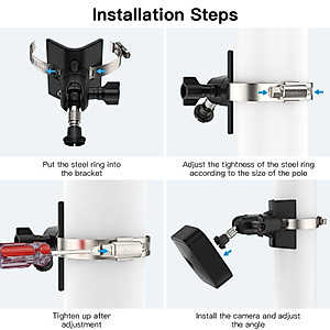 Blink Camera Pole Mounting Bracket, Lyeiaa All-New Blink Outdoor Blink XT2 Wall Mount Bracket Holder, Applicable Pipe Diameter Size 1.18-7.87 inch (30mm-200mm) (1 Pack-Black)