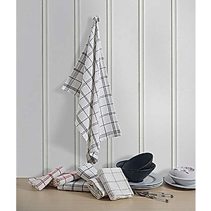 Casa De Lan 6 Pack Cotton Kitchen Cloth Set - Dish Wipes for Kitchen - Matty Checkered Towels - Tea Towels for Kitchen - Hand Cloths - 100% Ring Spun Cotton - 20'' x 30'' - Black