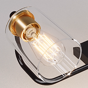 SOLFART Bathroom Light Fixtures 3-Light Vintage Bathroom Vanity Light Over Mirror Wall Sconces in Black Brass Vanity Lights for Bathroom(Brass)