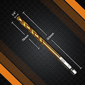 AugTouf 1/4" Hex Shank Drill Bits (10Pcs), Premium 4341 HSS Titanium Impact Hex Drill Bits for Wood, Steel, Metal, Plastic, Quick Change Design