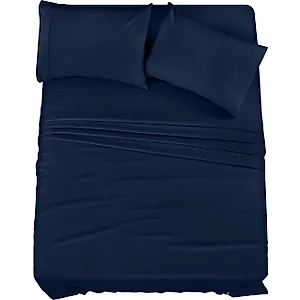 Utopia Bedding Full Bed Sheets Set - 4 Piece Bedding - Brushed Microfiber - Shrinkage and Fade Resistant - Easy Care (Full, Navy Blue)