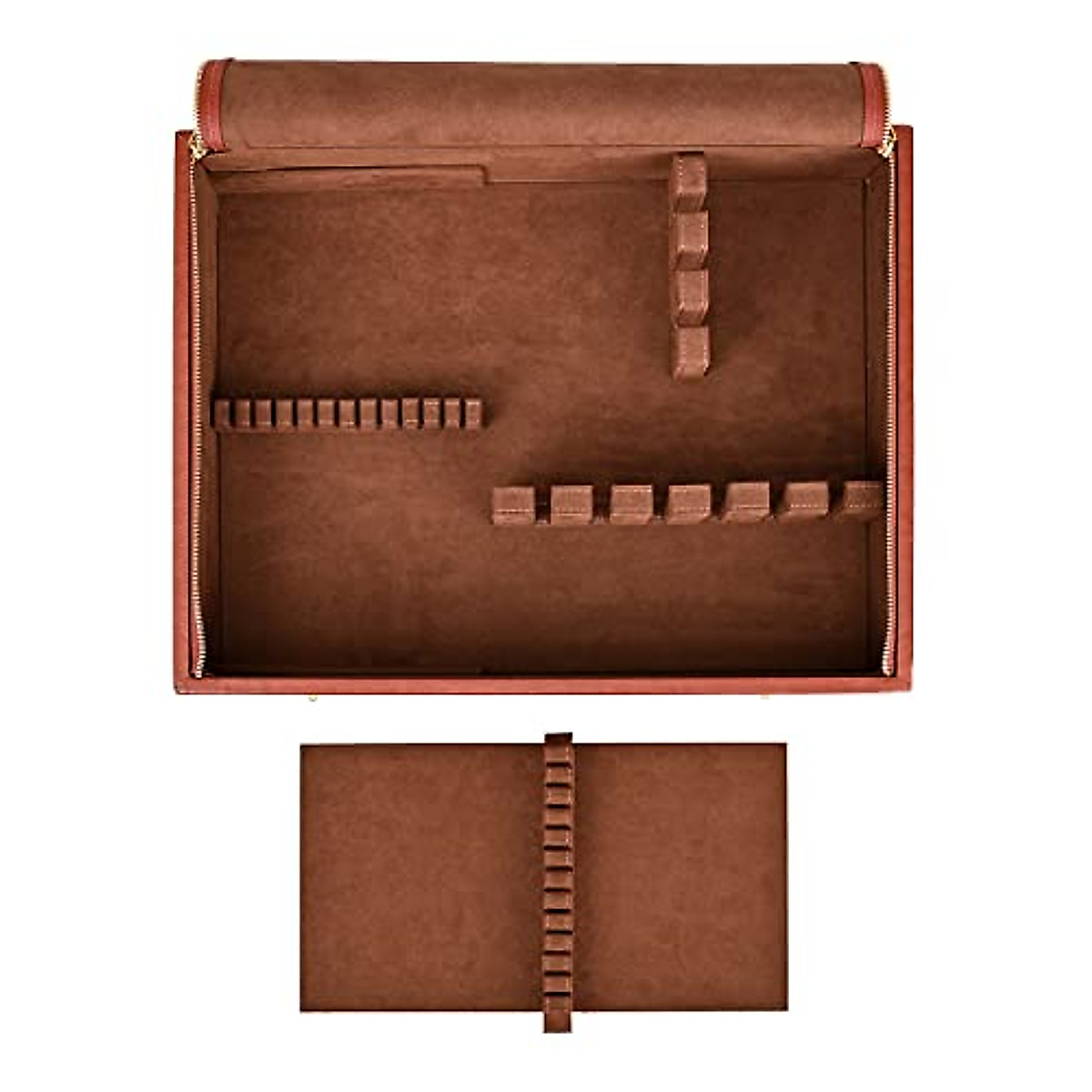 AdirHome Kitchen Silverware Utensil Holder, Leather Storage Box with Organizer Tray for Kitchen Tools Accessories Flatware Cutlery Set Knife Holder, Brown