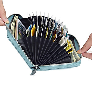 CILLA RFID Blocking 36 Credit Card Holders Women Wallet Zip Around Accordion Checkbook Wallet Large Capacity Genuine Leather Purse