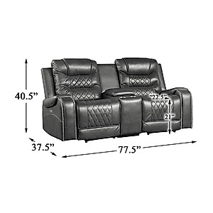Lexicon Derringer Wall Hugger Power Double Reclining Loveseat, Gray