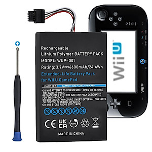 Pickle Power 6600mAh Wii U Gamepad Battery, Rechargeable Wii U Battery Replacement for Nintendo Wii U Gamepad WUP-010 WUP-012