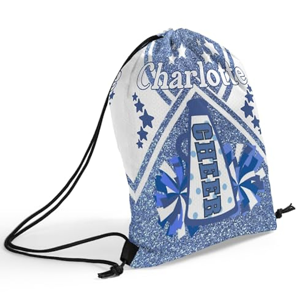 Cheerleaders Cheer Blue Print Drawstring Backpack Sackpack Gym String Bag Waterproof Competition Bag for Sports
