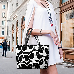 Womens Handbag Panda Patterns Leather Tote Bag Top Handle Satchel Bags For Lady