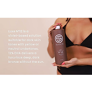 SJOLIE Spray Tan Solution - Luxe 12 - Violet Based Dark Blend | Sunless Tanning Solution for Deep, Dark Bronze Finish, All Natural (8oz)