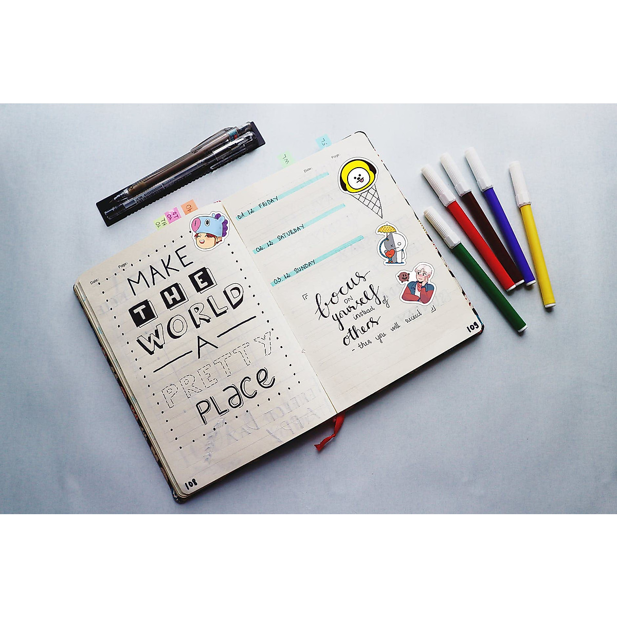 YEESACG - BTS Kpop Stickers | 61 Pack | Cute Bangtan Album Bomb | Cartoon Waterproof Vinyl for Water Bottle,Laptop,Skateboard,Luggage,Phone,Moto Korea Group for Teens Girls Fans (BTS-61)