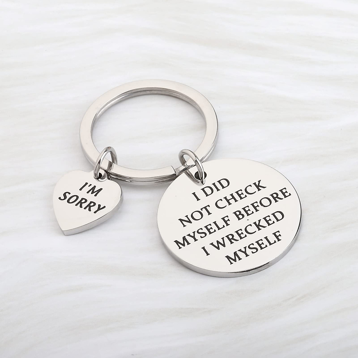 TGBJE I'm Sorry Gift I Did Not Check Myself Before I Wrecked Myself Keychain Forgiveness Gift Apology Keychain Gift For Best Friend (wrecked myself kc)