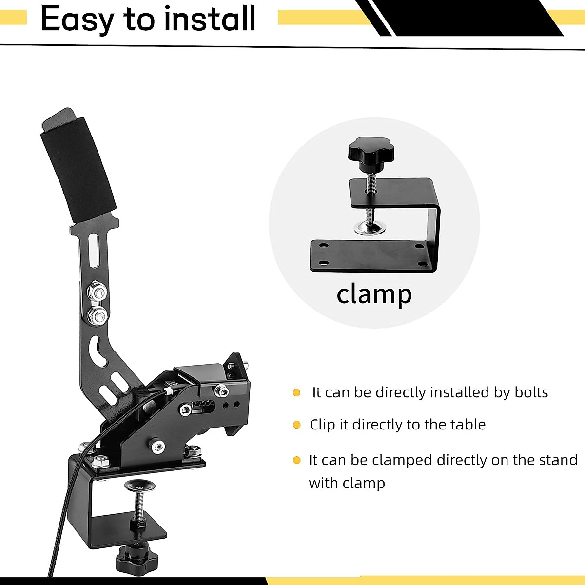 Marada Hand brake 14Bit USB Hall Sensor with Clamp,Only Supported PC Windows Systems（Black）