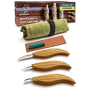 BeaverCraft S15 Whittling Kit Wood Carving Kit for Beginners - Wood Carving Tools Set - Whittling Knife Set Whittling Tools Wood Carving Wood for Beginners, Wood Whittling Kit for Beginners