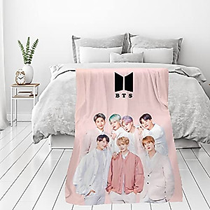 BTS Merchandise Kpop Throw Blanket | BTS Merch Fuzzy Soft Fleece Blanket | 4 Different BTS Blanket Designs (60”x40”)