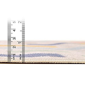 Unique Loom Lotus Collection Modern Geometric Multi/Beige Area Rug (5' 0 x 8' 0)