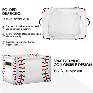 SEULIFE Abstract Baseball Sport Pattern Foldable Storage Basket, Large Collapsible Organizer Storage Bin Cube Toys Storage Boxes with Handles for Bathroom Kids Nursery Closet Storage, 1 Pack