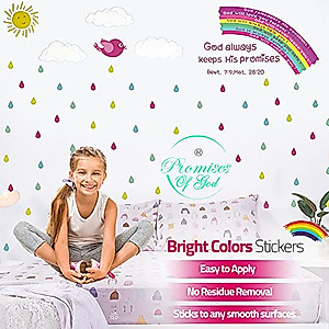 Promises Of God Rainbow Wall Decal Set for Kids - Pink, 85” x 68.5”, 112 Total Stickers - Bible Verses, School Decorations, Classroom, Nursery Decor, Polyvinyl Chloride, Reusable, Waterproof