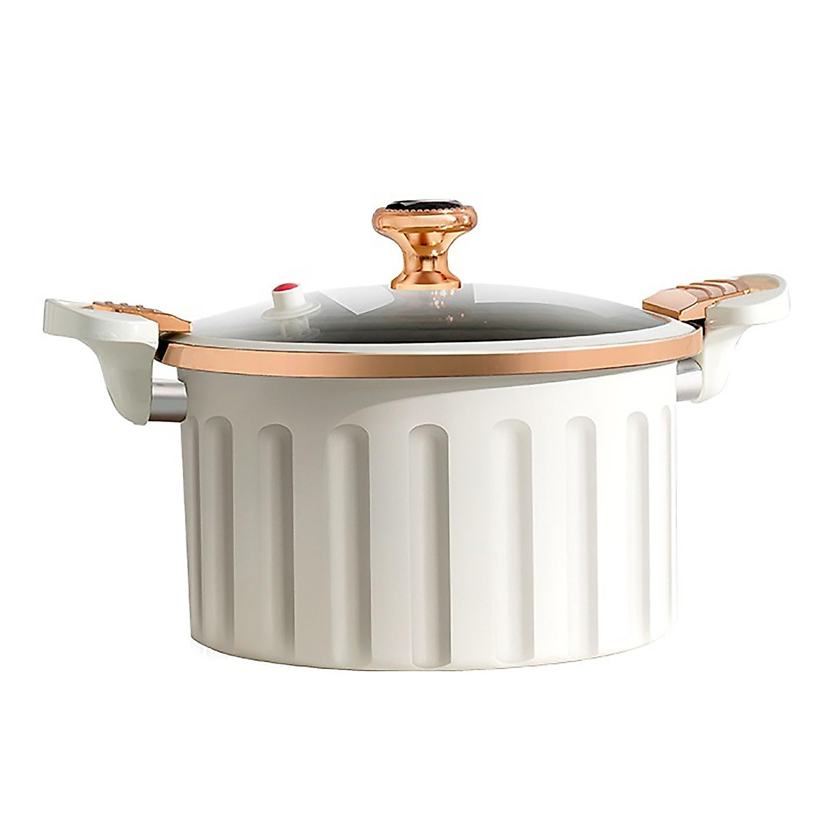 Olla de presion Non-stick Enamel Micro Pressure Cooker,Enamel Lining Pressure Cooker Non-Stick Push Pull Lock Pressure Pot with Lid Silicone Seal Spill-Proof Valve Pressure Pot,White