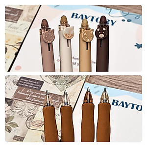 BAYTORY 8Pcs Cute Retractable Erasable Gel Pens, Blue and Black Ink Pen with Eraser Clear, Smooth Writing Comfortable to Use for Note Taking Marking Planner Crossword Puzzles (Coffee)