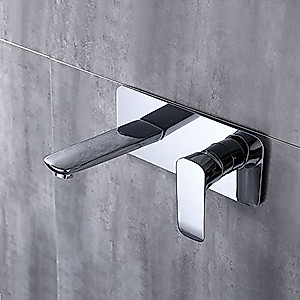 Bathroom Faucet Wall-Mounted Bathroom Sink Faucet Brass Basin Mixer Tap Hot and Cold Water Lavatory Faucet Single Handle Bathroom ​Vessel Sink Faucet,Chrome Heavy Duty