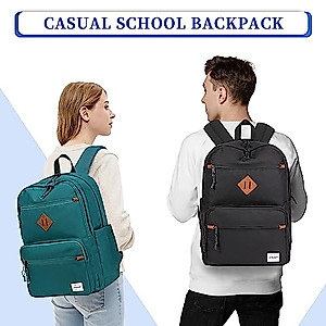RAVUO School Backpack, Classic Lightweight Bookbag for Men Water Resistant Women Daypack Bag with Multi Pockets for High School,College,Travel,Work Black