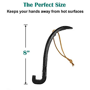 EasiBBQ Cast Iron Grill Grate Lifter, Cooking Grid Lifter Gripper for Big Green Egg, Primo Kamado Charcoal Grill Smoker