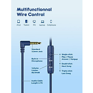 iClever [2 Pack] Kids Headphones with Microphone for Online Schooling - Safe Volume Limited 85dB/94dB, Adjustable Foldable Headphones for Girls/Boys/Airplane/Computer/Laptop