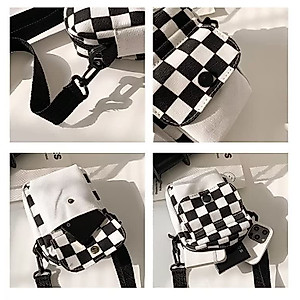 Checkered Bag,Girl's Canvas Shoulder Bag,Trendy Crossbody Handbags,Small Square Bag, Mini Tote Bags