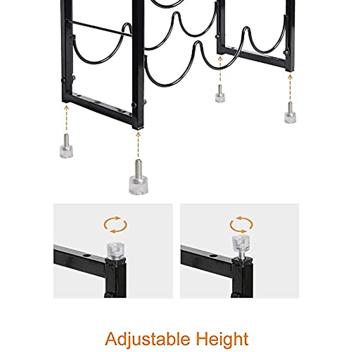 POPKU 9-Bottles Wine Rack - 3 Tier Stackable Wine Holder for Bottles - Classic Style Wine Shelf for Pantry, Perfect for Bar, Wine Cellar, Basement, Cabinet, Pantry, etc - Metal (Black)