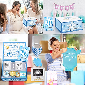 ShinnyWis 2024 New Mom Gifts for Women- Announcements Pregnancy Gifts for First Time Moms, Gender Reveal Gifts for New Parents Mom and Dad Mugs-11oz Coffee Mug Set (Blue)