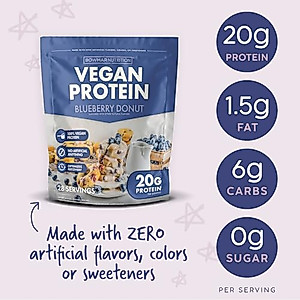 BOWMAR NUTRITION Vegan Protein, Vegan Gluten Free Protein Powder, 20-22g of Protein, Low Fat, Delicious Tasting. Pea, Pumpkin Seed, Watermelon Seed, & Sunflower Seed Protein (Blueberry Donut)