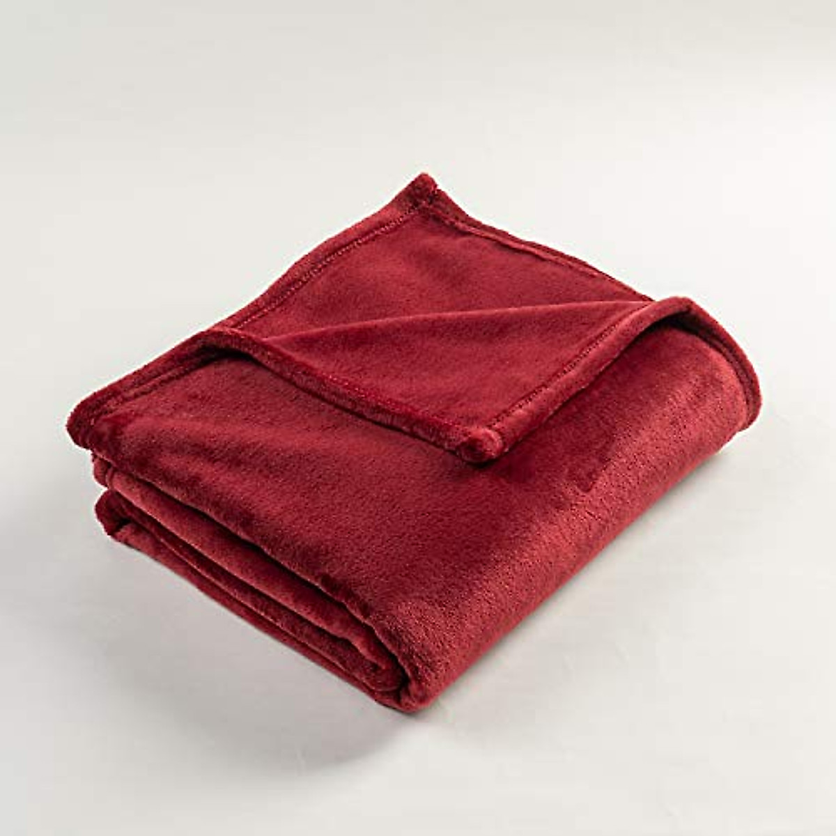 Flannel Blanket Fleece Throw Size Burgundy Red All Season Lightweight Plush Cozy Super Soft Luxury Couch Sofa Bed Blanket (Burgundy, Throw 50x60)