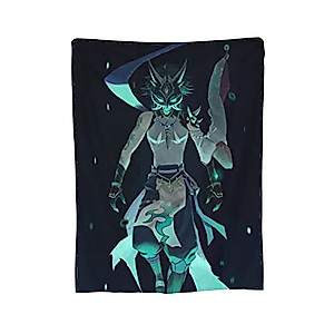 Genshin Impact Xiao Game Anime Blanket Flannel Fleece Warm Soft Throw Blanket for Couch Sofa Bed Living Room50 X40