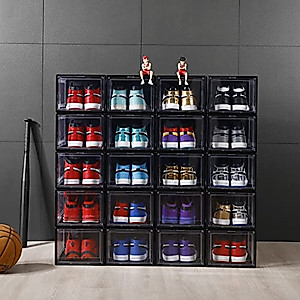 LOVIFO Shoe Boxes Clear Plastic Stackable, 8 Pack Acrylic Shoe Storage Boxes with Magnetic Door for Sneakerheads, Professional Shoe Display Case, Fit Shoe Size Up to US 15